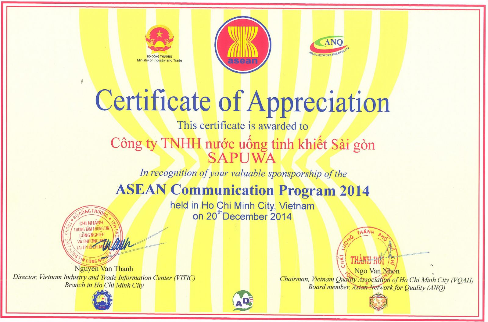 SAPUWA PROUDLY SPONSORED FOR ASEAN COMMUNICATION PROGRAM 2014